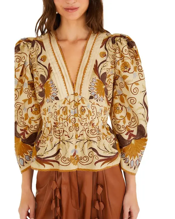 Farm Rio Luize Cotton Peplum Blouse