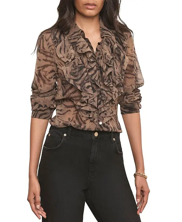 Mint Velvet Ruffle Detail Button Down Blouse