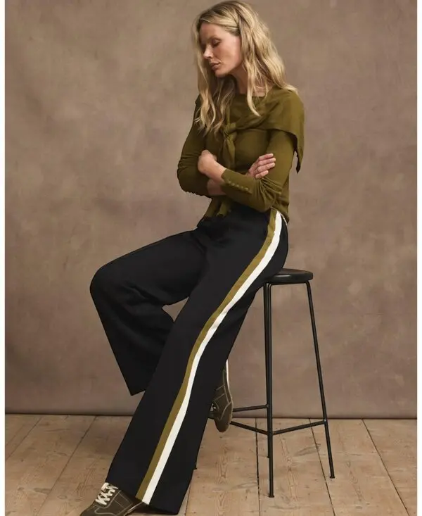Mint Velvet Side Stripe Tie Waist Wide Trousers