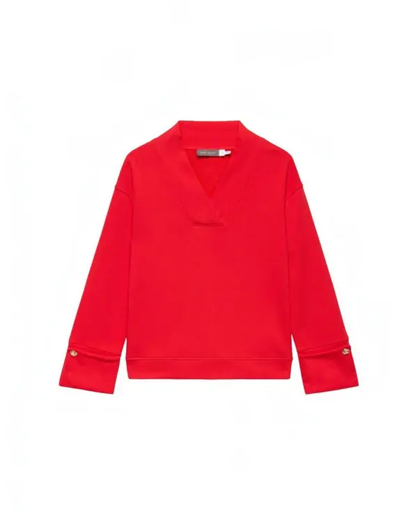 Mint Velvet Cotton V-neck Button Detail Sweatshirt