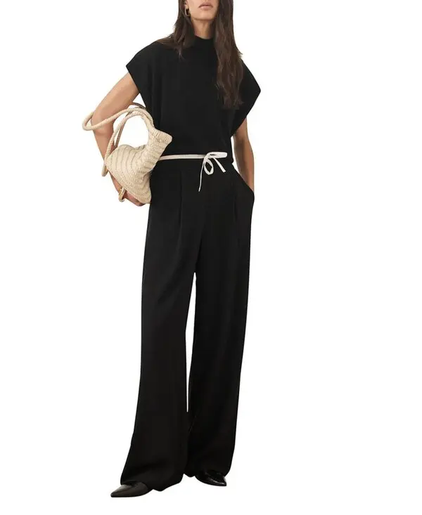 Mint Velvet Contrast Waist Wide Leg Trousers