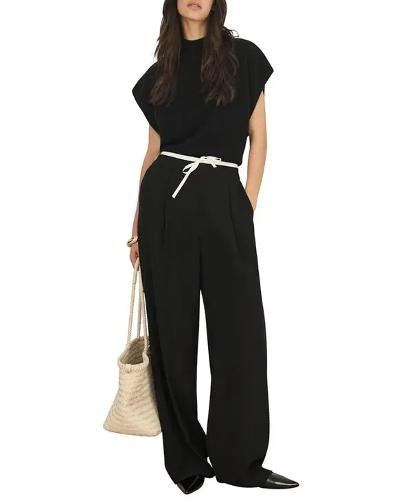 Mint Velvet Contrast Waist Wide Leg Trousers