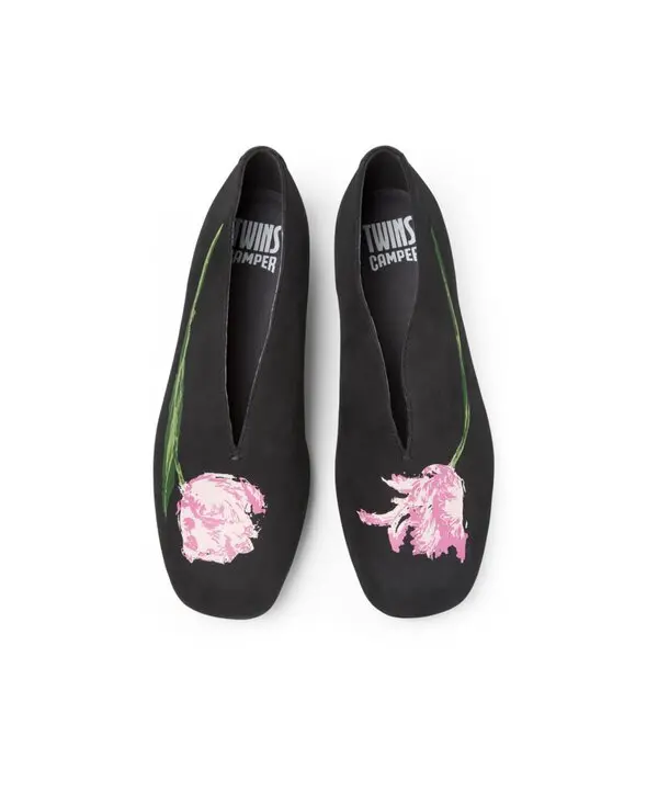 Camper Casi Myra Floral Twins Leather Ballerina