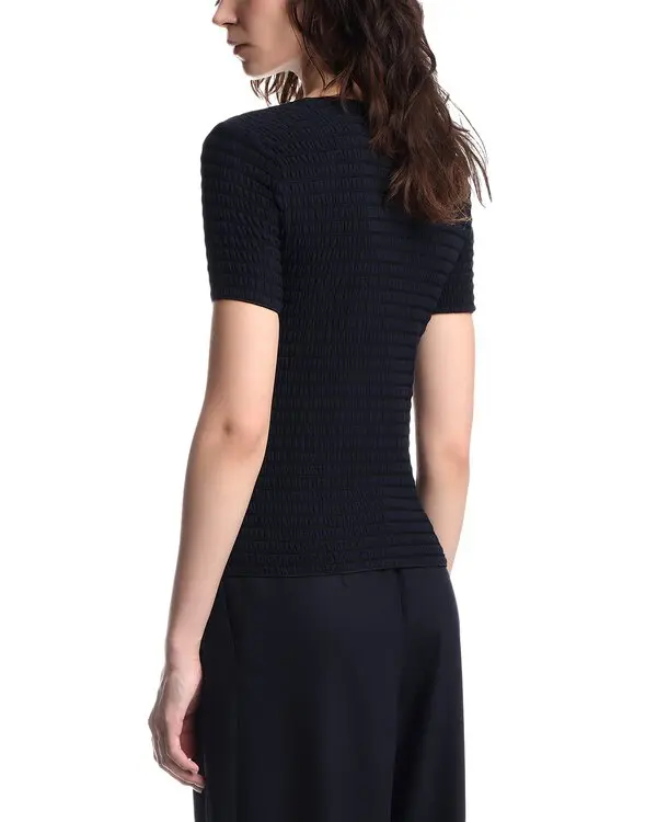 Emporio Armani Smocked Short Sleeve Top