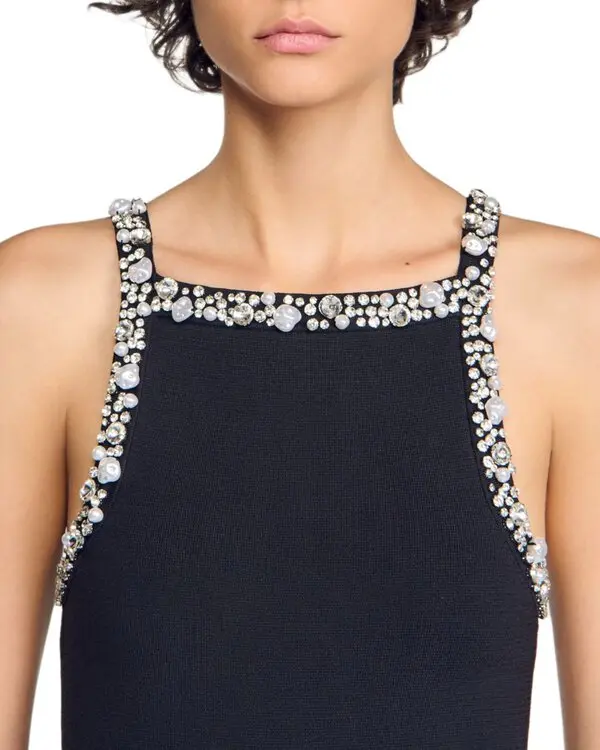 Sandro Ana Embellished Knit Bodysuit
