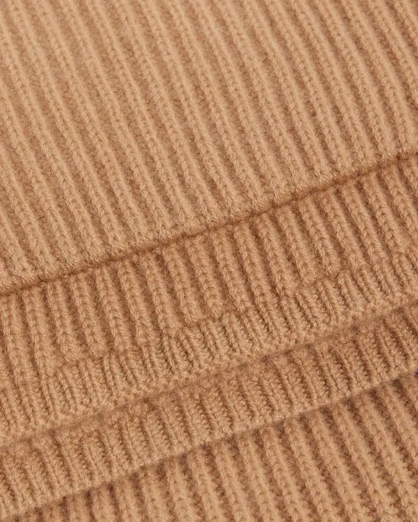 Sandro Ribbed Wool & Cashmere Pocket Scarf - Camel