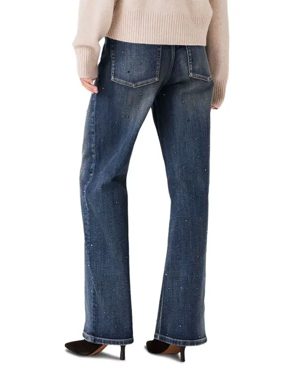 Maje Rhinestone High Rise Wide Leg Jeans