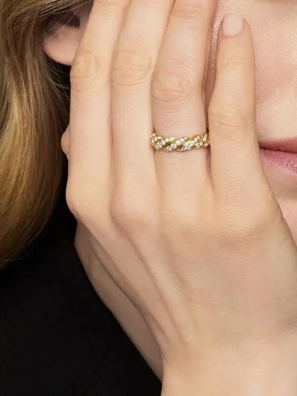 David Yurman Pavéflex Band Ring In 18k Yellow Gold