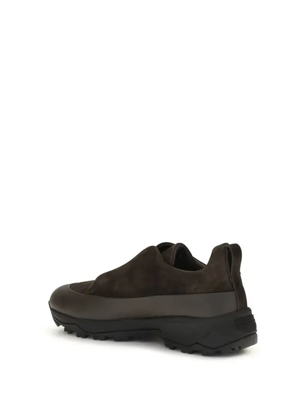 Zegna Triple Stitch™ Monte Leather And Suede Sneakers - Brown