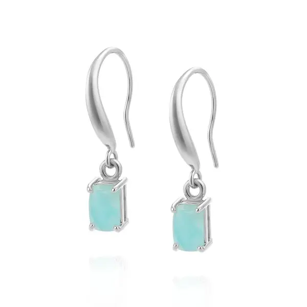 NELLOU JEWELLERY Amazonite Octavia Drop Earrings - Silver
