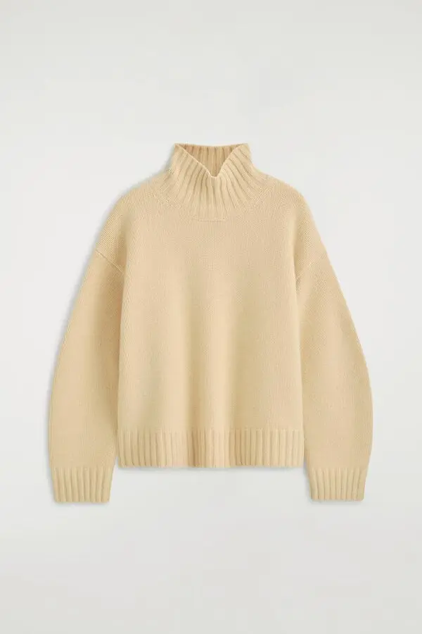 Cos Chunky Pure Cashmere Mock-neck Sweater - Beige