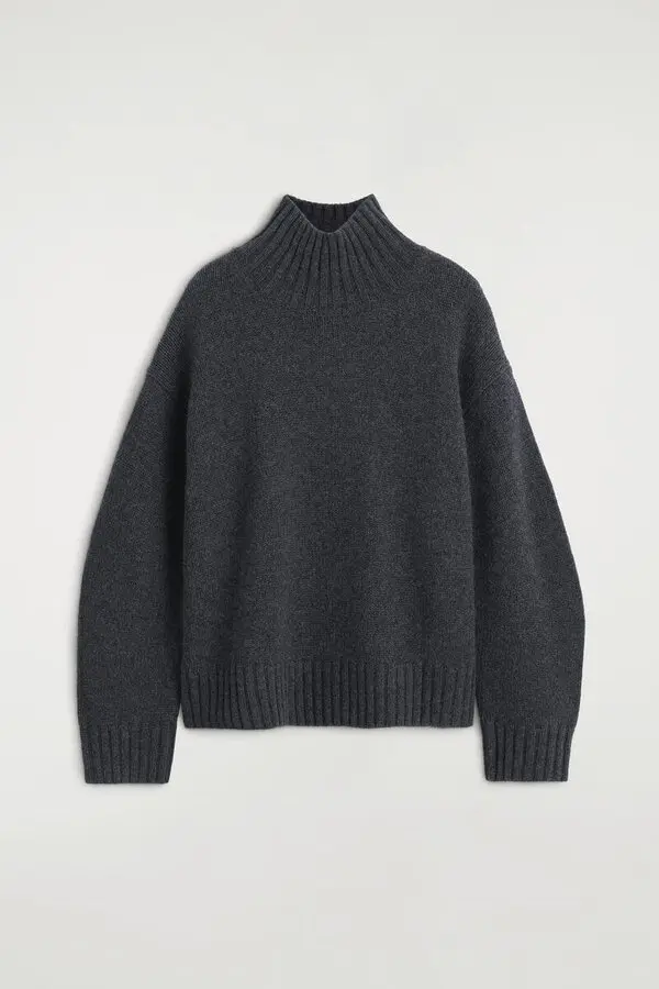 Cos Chunky Pure Cashmere Mock-neck Sweater - Gray