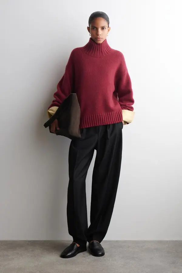 Cos Chunky Pure Cashmere Mock-neck Sweater - Red
