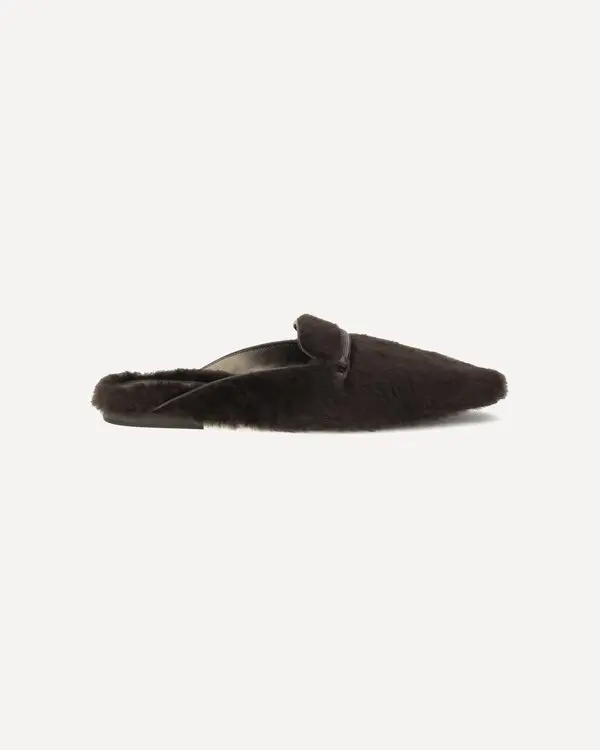 Brunello Cucinelli Shearling Ballerinas With Precious Bar