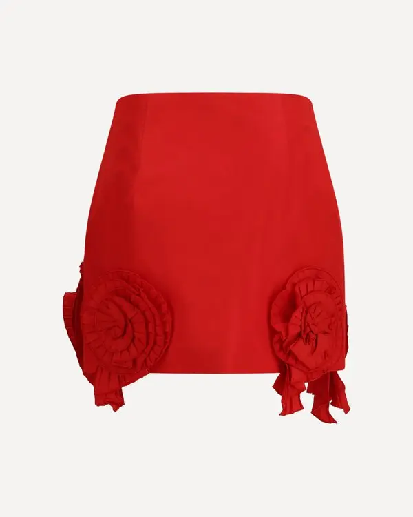 Blumarine Crepe Mini Skirt With Floral Appliqu