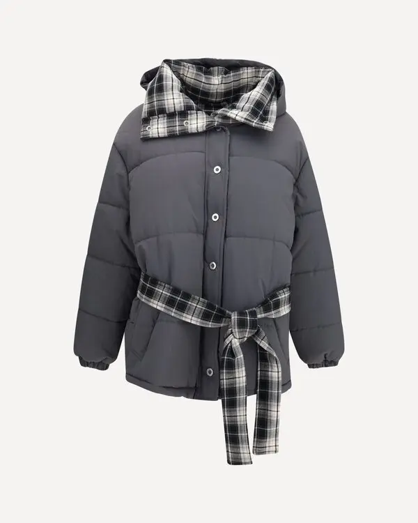 MARBELL Aryna Padded Jacket With Belt - Grey