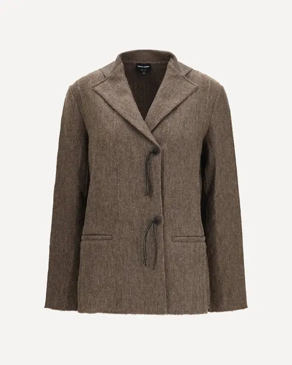 Giorgio Armani Wool Jersey Jacket With Leather Tassels