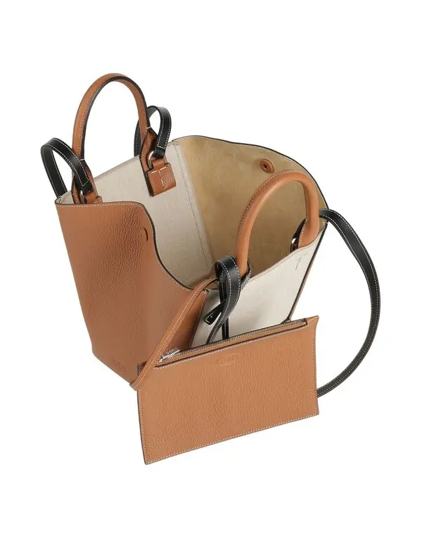 TOD'S Shoulder Bag Calfskin, Textile Fibers - Beige