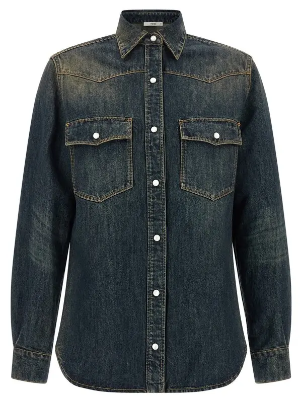 Fendi Western' Denim Shirt - Blue