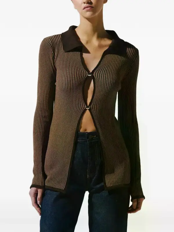 BAOBAB Federica Ribbed-knit Cutout Shirt - Brown
