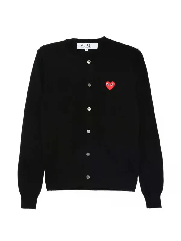 Play Comme Des Garcon Heart-patch Cardigan - Black