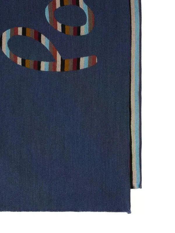 Paul Smith Navy 'multistripe Signature' Wool Scarf - Blue