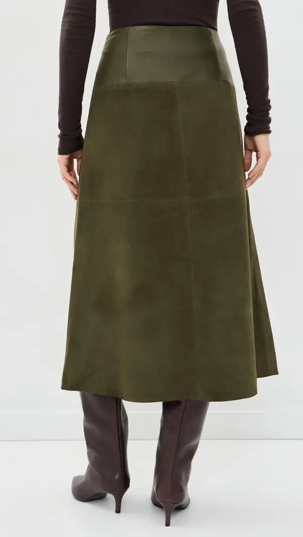 Tanya Taylor Suede Combo Hudson Skirt