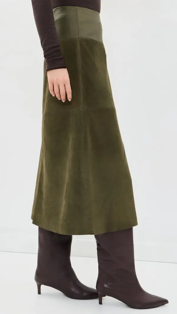 Tanya Taylor Suede Combo Hudson Skirt
