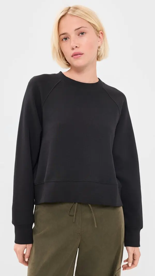PERFECTWHITETEE Nell Travel Crew Neck Sweatshirt - True Black