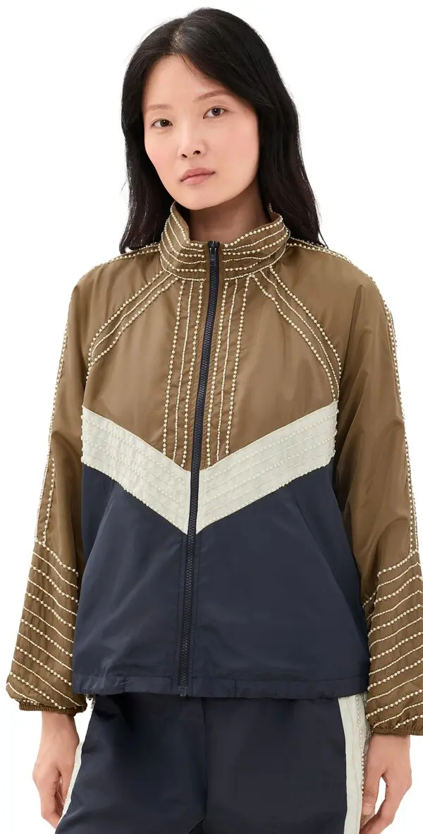 Sea Quinn Embroidered Beaded Windbreaker