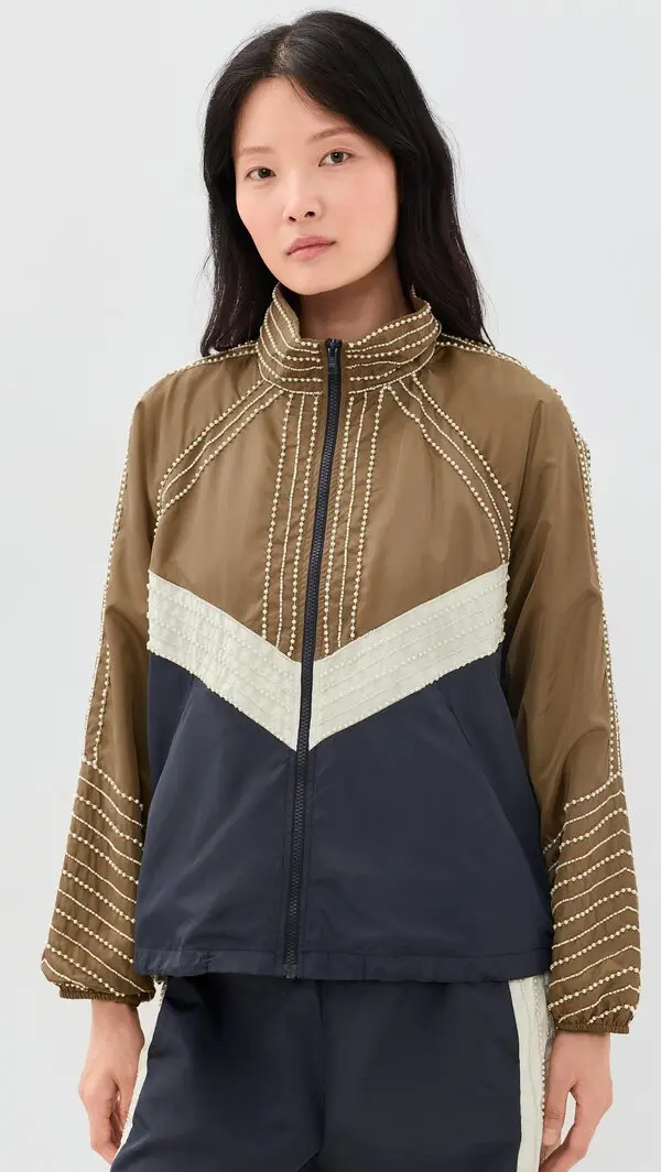 Sea Quinn Embroidered Beaded Windbreaker