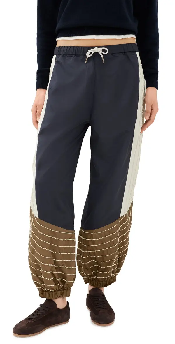 Sea Quinn Embroidered Beaded Joggers