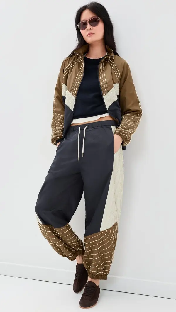 Sea Quinn Embroidered Beaded Joggers
