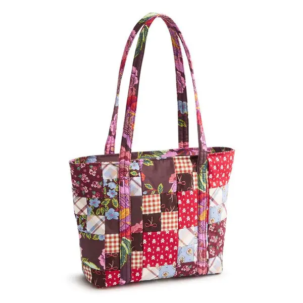 VERA BRADLEY Small Original Tote Bag In Festive Check Patchwork