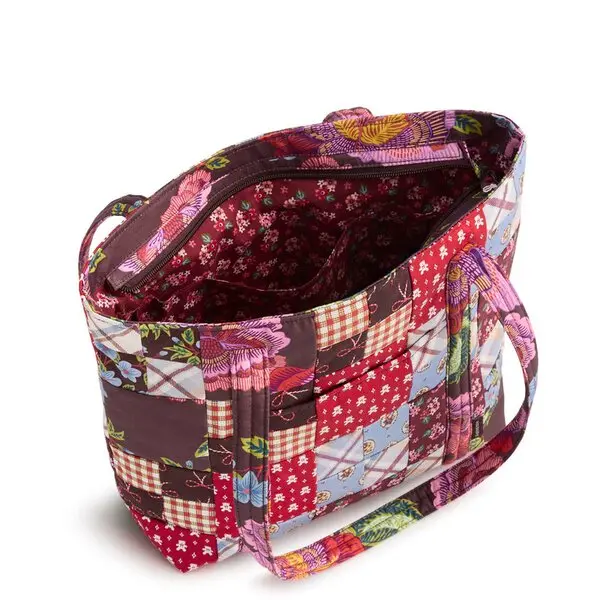 VERA BRADLEY Small Original Tote Bag In Festive Check Patchwork