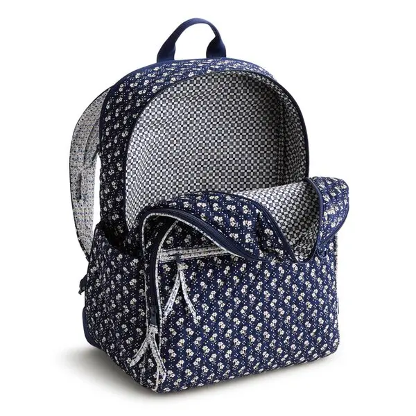 VERA BRADLEY Large Bancroft Backpack In Rachel Ditsy Peacoat