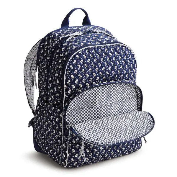 VERA BRADLEY Large Bancroft Backpack In Rachel Ditsy Peacoat
