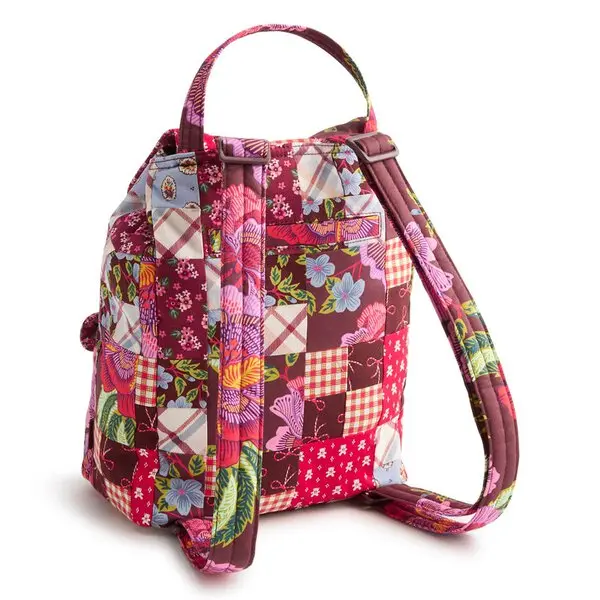 VERA BRADLEY Deluxe Drawstring Backpack In Festive Check Patchwork