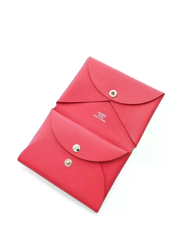 Hermès 2022 Calvi Duo Leather Coin Purse - Red