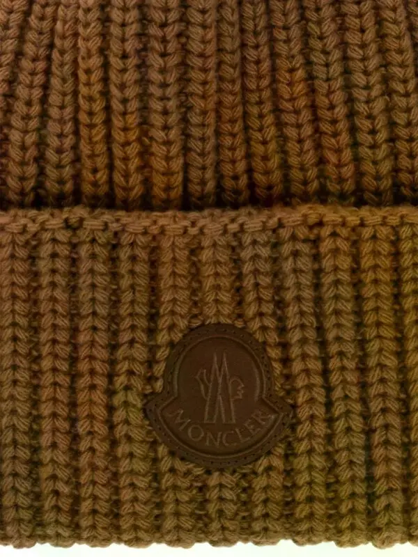 Moncler Logo-patch Ribbed-knit Beanie Hat
