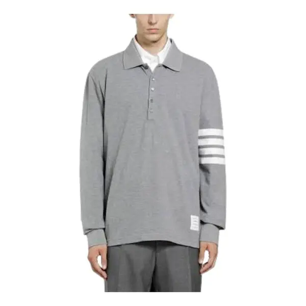 Thom Browne Collar Long Sleeve T-shirt - Gray