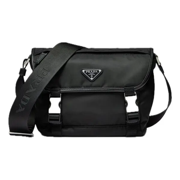 Prada Re-nylon Saffiano Leather Shoulder Bag - Black