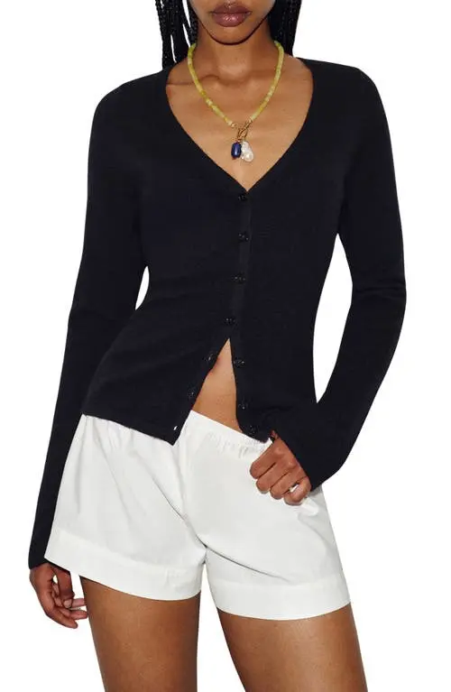 REFORMATION Bloom V-neck Cashmere Cardigan - Black
