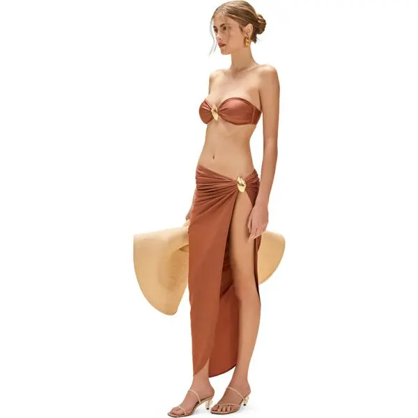 PatBO Golden Dune Lycra Long Beach Skirt