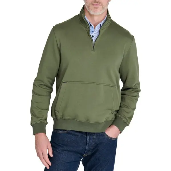 CON.STRUCT Slim Fit Windsor Brushed Fleece Quarter Zip Pullover - Olive