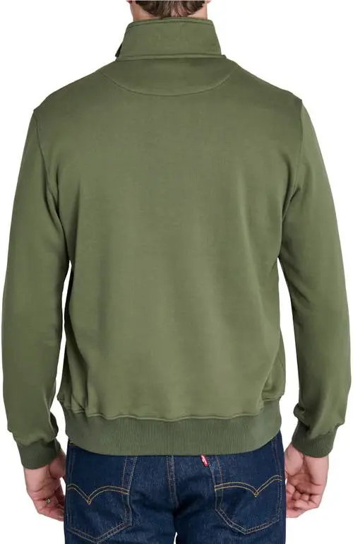 CON.STRUCT Slim Fit Windsor Brushed Fleece Quarter Zip Pullover - Olive