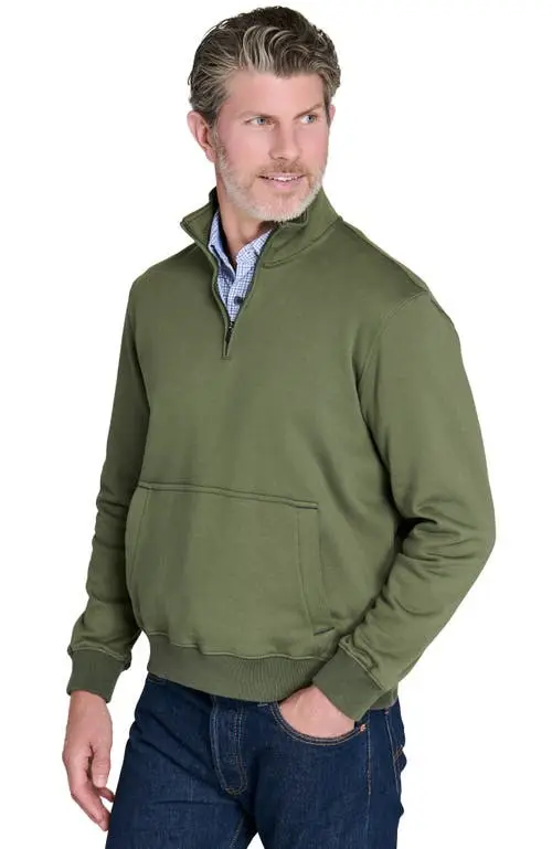 CON.STRUCT Slim Fit Windsor Brushed Fleece Quarter Zip Pullover - Olive