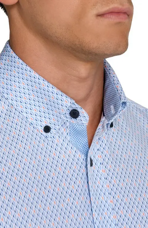 CON.STRUCT Slim Fit Paxton Performance Short Sleeve Shirt - White/blue