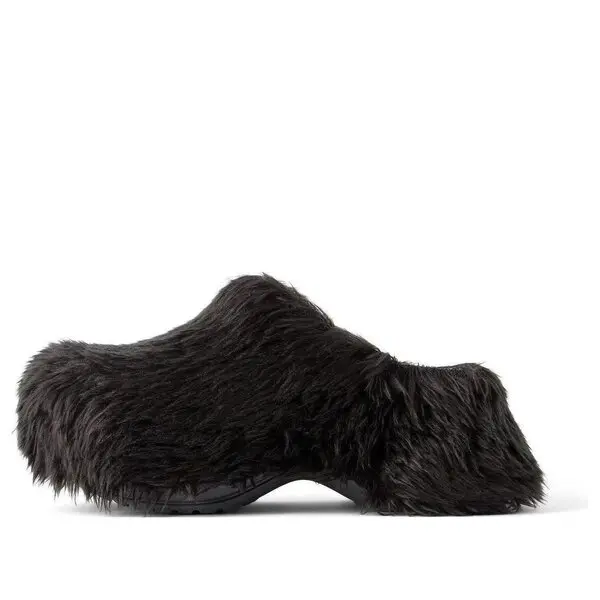 Balenciaga Crocs Mules Fake Fur On Rubber - Black