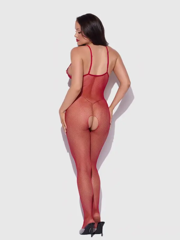 Frederick's Of Hollywood Crotchless Lace & Fishnet Full Length Bodystocking